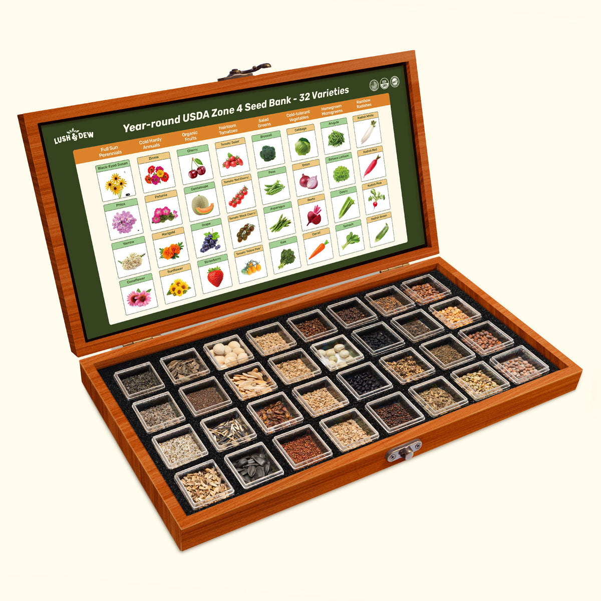 Year-Round USDA Zone 4 Seed Bank With Seed Storage Box | LUSH & DEW