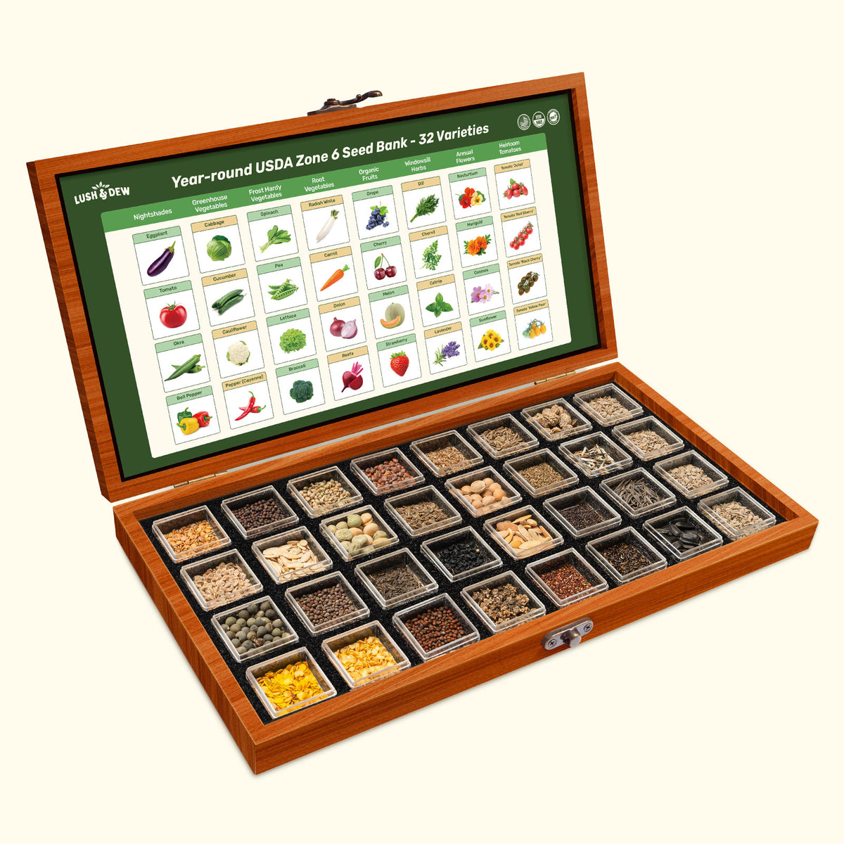 Year-Round USDA Zone 6 Seed Bank With Seed Storage Box | LUSH & DEW